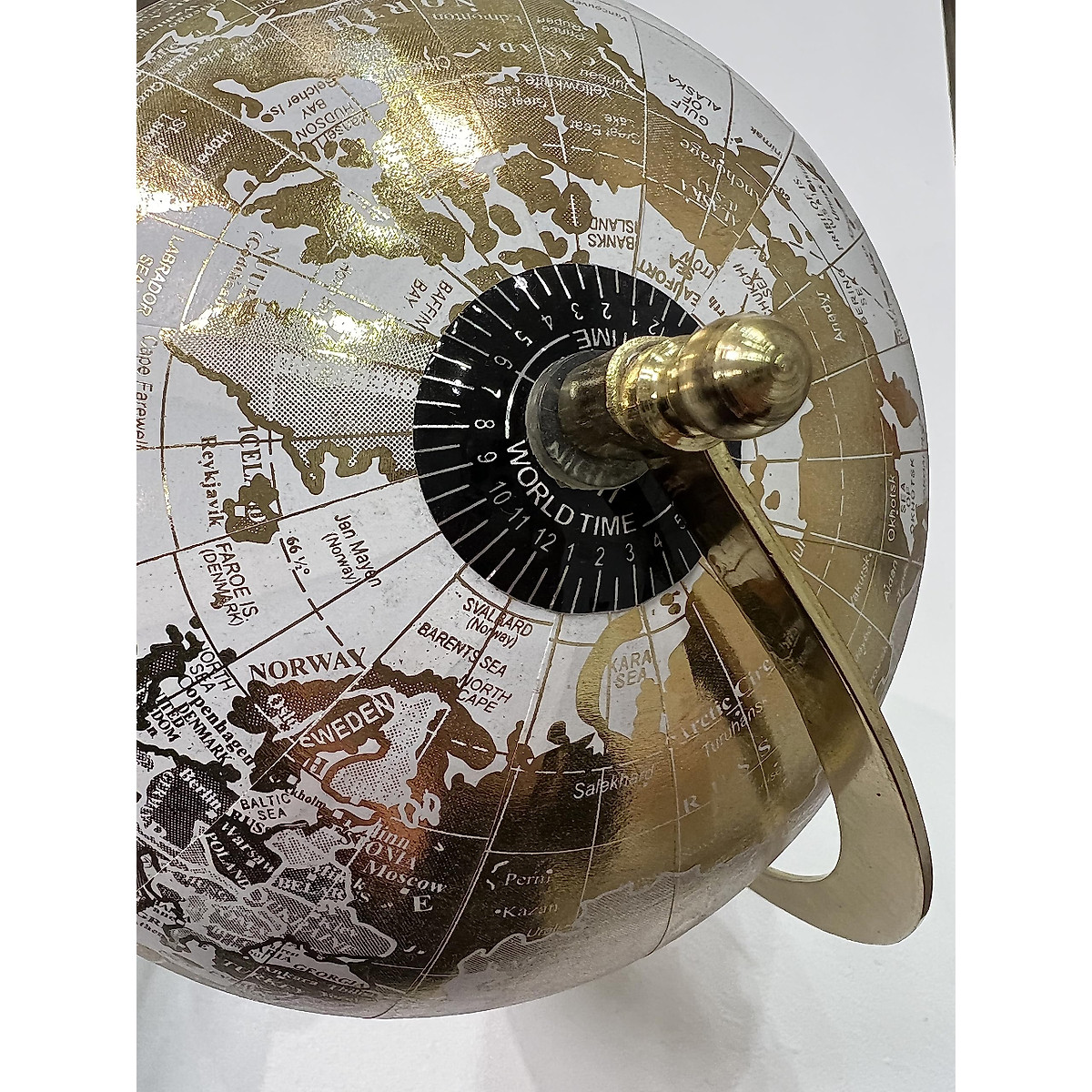 Abbott Collection 57-LATITUDE-02 Spinning Small Decorative Globe, Ivory/Gold, 11" H