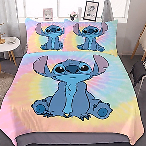 MSLuLa Cartoon Bed Duvet Cover Cute Kids Adults Bedding Sets Anime 3D Printed Lightweight 3 Pieces Comforter Cover Sets with 1 Duvet Cover and 2 Pillow Cases, Queen