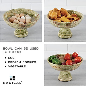 Radicaln Marble Fruit Bowl Green Onyx 12"x8" inch Handmade kitchen table Bowl - Dining Fruit Holder Decorative Bowls - Salad & Vegetable Storage For Kitchen Counter