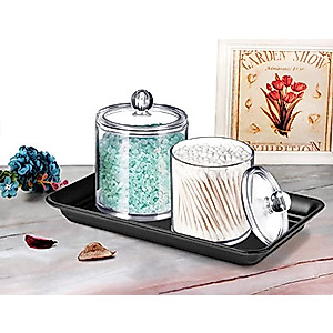 Qtip Dispenser Holder Bathroom Vanity Organizer Apothecary Jars Canister Set for Cotton Ball,Cotton Swab,Q-tips,Cotton Rounds,Bath Salts,Premium Quality Plastic Acrylic Clear | 2 Pack,15 Oz. & 20 Oz.