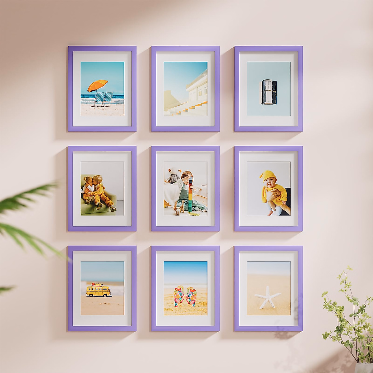 Vittanly Picture Frame, Engineered Wood, 11x14 inch, Purple, Single, with Shatter Resistant Plexiglass, Mat for 8x10 or 11x14 Photo, Wall & Tabletop Display