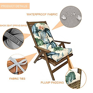 Srutirbo Rocking Chair Cushion Pad, Water Resistant Floral Printed Patio Chair Cushion for Adirondack Chair High Back Indoor Outdoor Soft Thickened Patio Chaise Lounger Cushion (C)