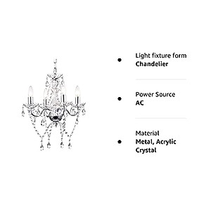 LaLuLa Chrome Chandelier Mini Crystal Chandelier 4 Light Candle Style Chandelier for Dining Room