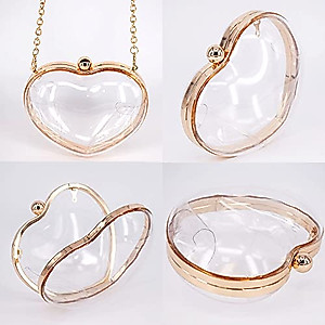 Rejolly Clear Acrylic Clutch Evening Purse Heart Shaped Bags for Women Transparent Novelty Small Mini Handbag Crossbody Bag