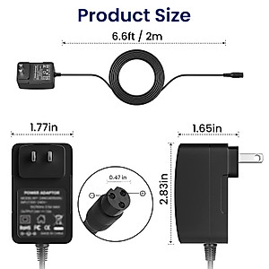 CGGXJP Electric Scooter Charger for Razor E300, E200, E100, PR200, MX350, Dirt Quad, Pocket Mod, Sports Mod, Go Kart Connector - 3-Prong Inline Female Battery Power Cord 24V 1500mA Adapter Cable