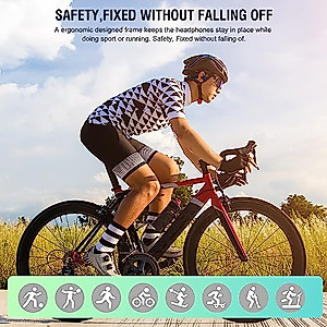 DOVIICO Open Ear Air Conduction Headphones Wireless Bluetooth 5.3 Out of Ear Headphones with Built-in Mic, Enhanced Bass, 10 Hours Play Time, Dual Stereo Drivers Music Sports Earphones(Blue)