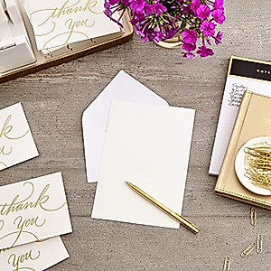 Hallmark Wedding, Baby Shower, Bridal Shower Thank You Cards (Gold Foil Script, 100 Thank You Notes and Envelopes)