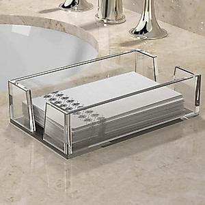 LEVIMETREE Acrylic Napkin Holder for Bathroom, Kitchen or Dining Table - Guest Towel Holder Tray for Bathroom, Table Top Decorative Napkin Tray for Dining Table and Kitchen,8.7”x5.2”x2.5” Inside Size
