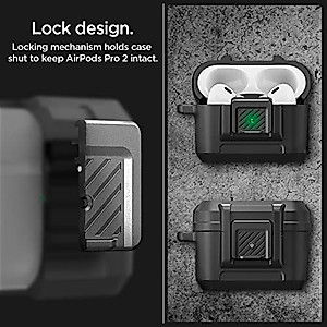 Spigen Lock Fit Designed for AirPods Pro 2nd Generation Case (USB-C/Lightening Cable) with Secure Lock Clip - Black