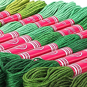 Embroidery Floss Set, Colorful Heavy Duty 12 Strands Polyester Exquisite Craft Tool Family Friend Kids Boys Girls Crafts (Green)
