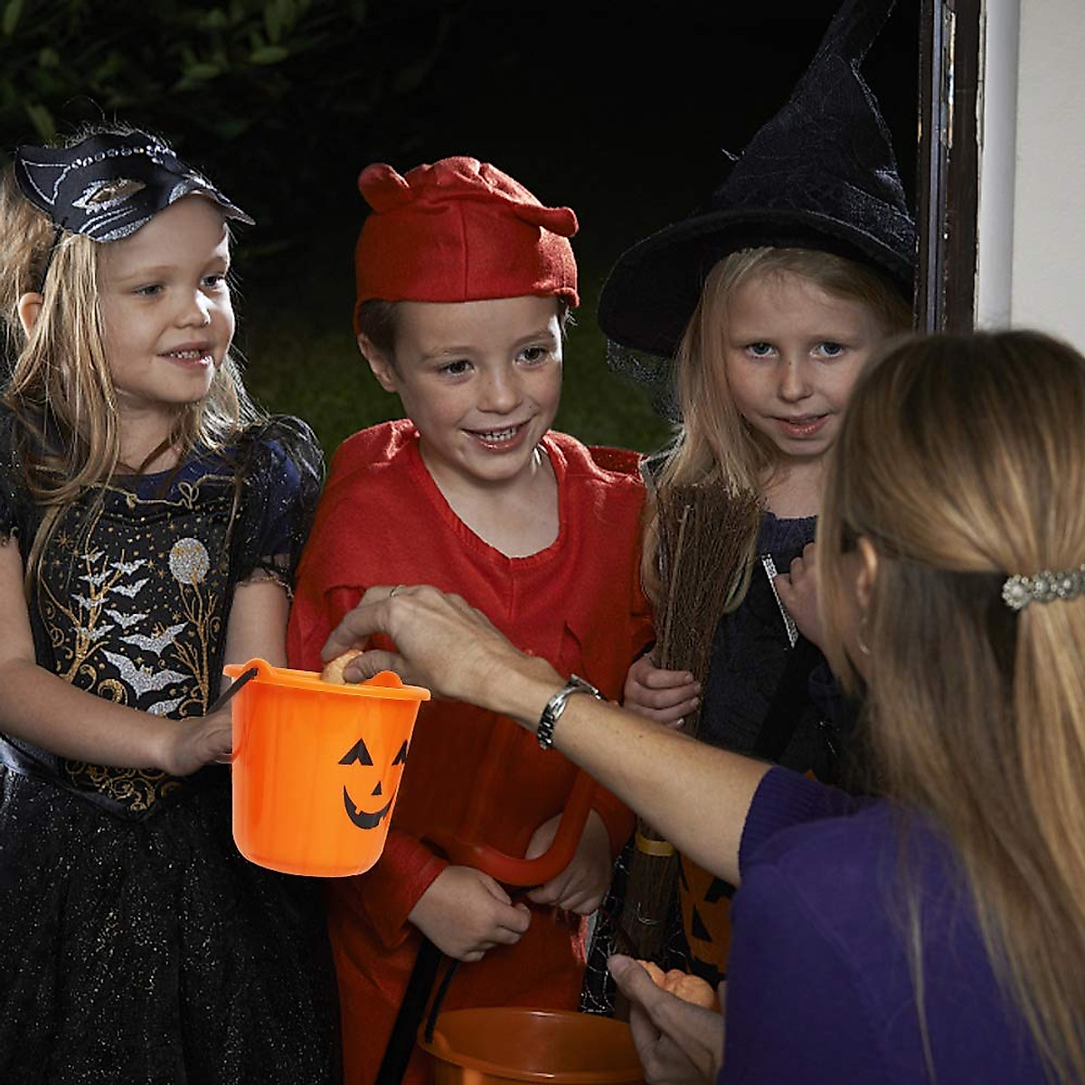 Zcaukya Halloween Pumpkin Trick Treat Bucket, 6 Pack Halloween Pumpkin Candy Bucket, Trick Treat Bucket, Portable Plastic Candy Pumpkin Pails