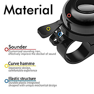 Sportout 2 Pack Bike Bell, Bicycle Bell,Loud Crisp Clear Sound for Road Bike, Mountain Bike, City Bike, Sports Bike, Cruiser Bike, BMX Bike(Diameter in 2.25cm) (Black)