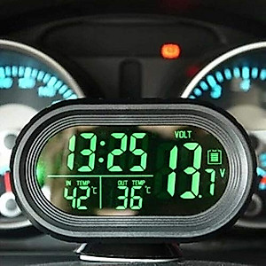 MACHSWON 3 in 1 Car Digital LED Electronic LCD Clock Thermometer Voltmeter