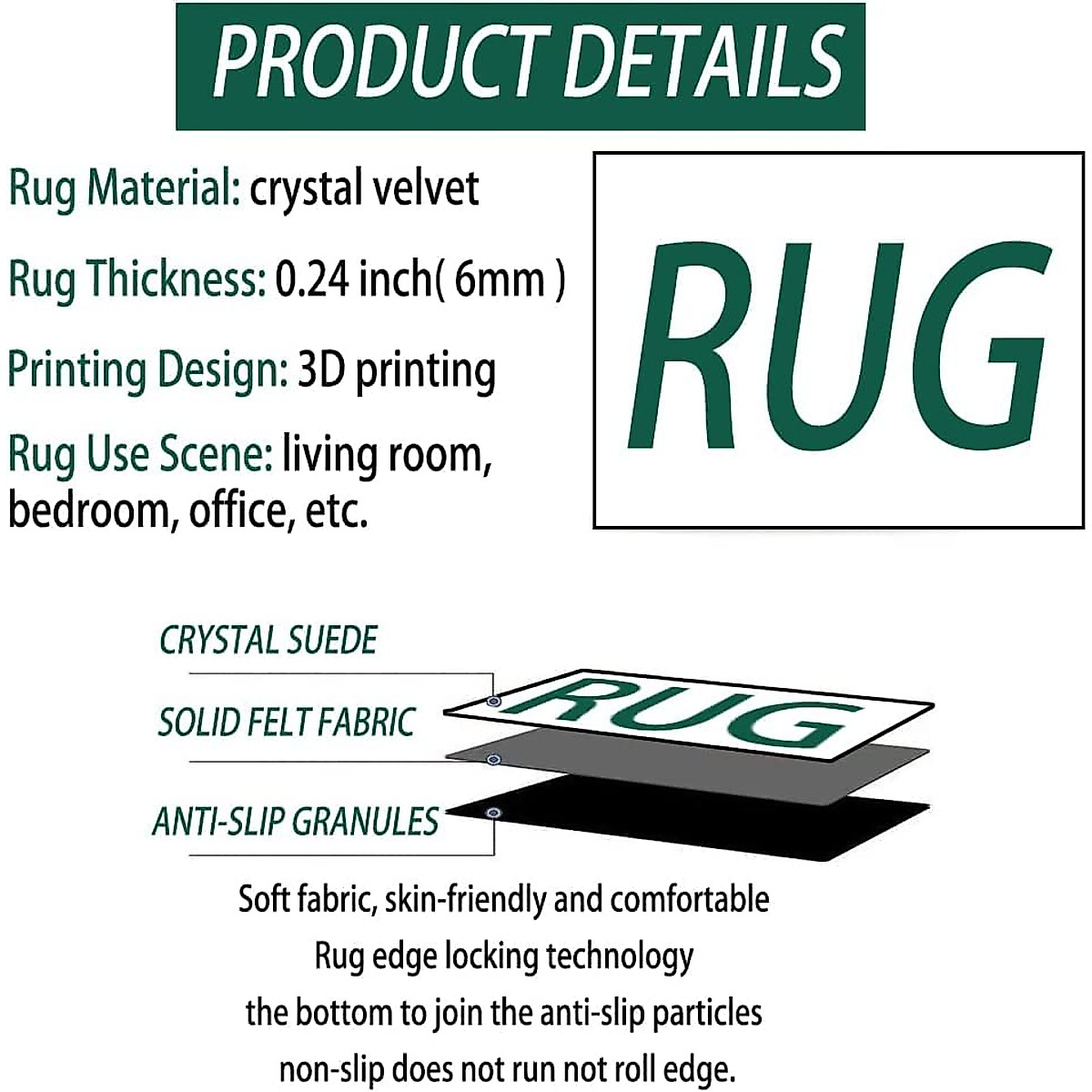 Anime Rug Non-Slip Locking Edge Carpet Thickened Large Size Door Mat, for Living Room Kitchen Hallway Bedroom Soft Machine Washable Floor Carpet