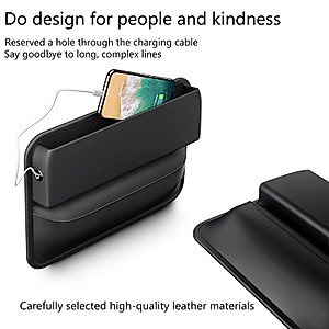 MDee Car Seat Gap Filler, Universal Fit Car Seat Gap Organizer, Premium Leather Car Seat Storage Box, Adjustable Stop Car Seat Organizer Drop and Storage Front Seat for Phones, Cards, Keys