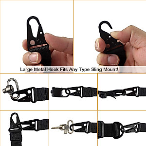 Depring 2 Points Rifle Sling Length Adjustable Traditional Gun Shoulder Strap with Metal Hook (Black)