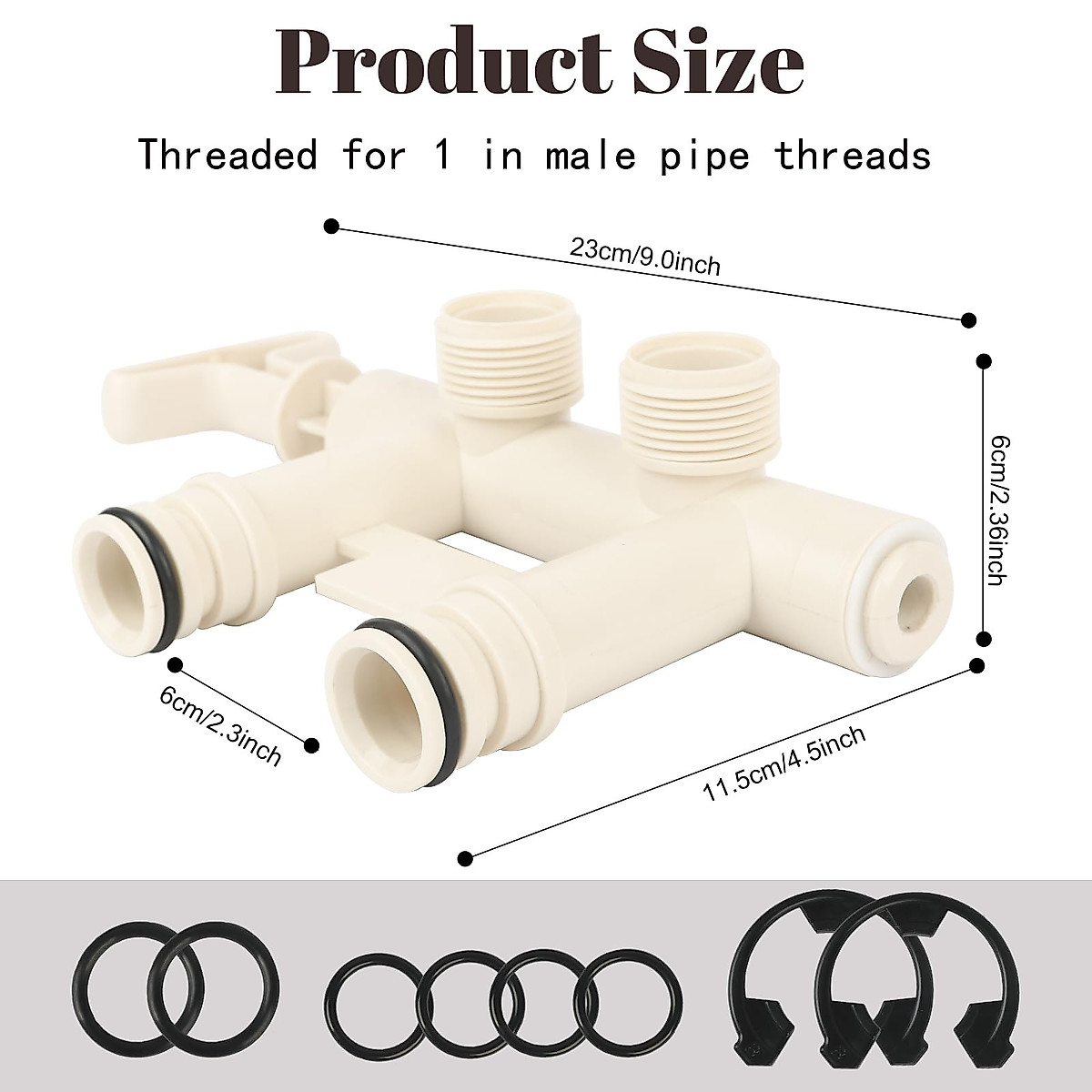 Water Softener Bypass Valve with Threaded Adapters Replacement 7129871 for Kenmore, GE, Whirlpool, Morton, NorthStar, EcoWater, EcoPure Replaces 34371, WS15X10012, 3437, 3437299 and 42-3437