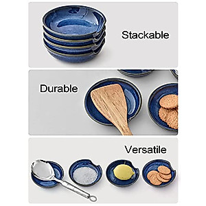 AooLen Ceramic Spoon Rest for kitchen, Spoon Holder for Stove Top, Coffee Spoon Rest, Spoon Cradle, Kitchen Basics, Kitchen Accessories For Utensils, Set of 1, Reactive Glaze Blue