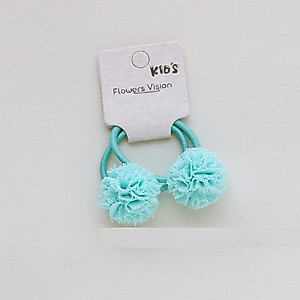 Hot&Sattion 20pcs Baby Toddler Flower Pom Ball Hair Ties for Girls, Small Hair Ties for Kids, Multicolor No-metal Hair Elastics Stretchy Ponytail Holders