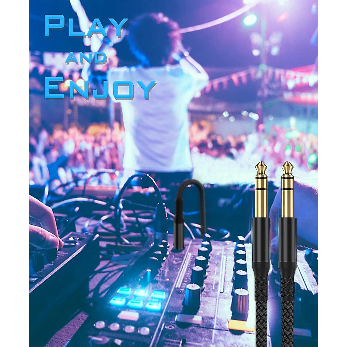 Itramax 1/4 inch TRS Audio Cable 10 FT,Straight 6.35mm Male Jack Balanced Stereo Cord,6.35 Instrument Interconnect Wire for Electric Guitar,Bass,Keyboard,Mixer,Monitor,Amplifier/Amp,Speaker Studio