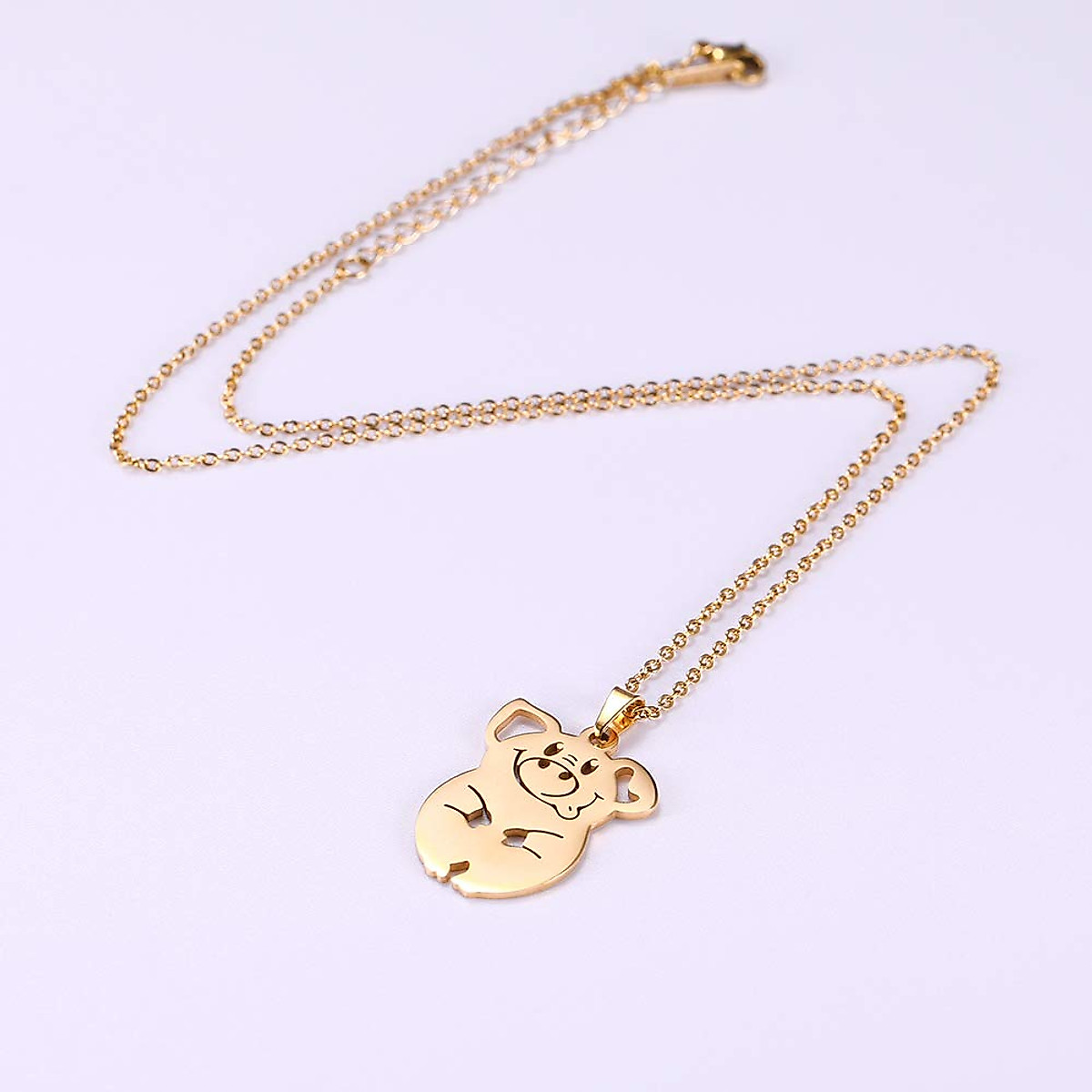 NOUMANDA Stainless Cute Small Pig Pendant Animal Elements Necklace Jewelry (gold)