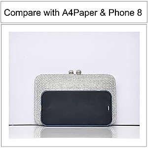 Sparkling Rhinestone Evening Bag Full Crystal Clutch Bag for Women Chic Formal Party Wedding Bridal Promp (Silver)
