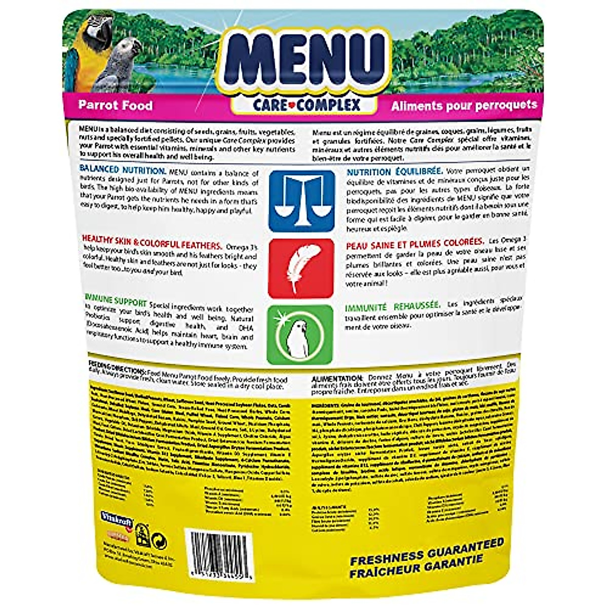 Vitakraft Menu Premium Parrot Food - Vitamin-Fortified - Macaw, Amazon, Conure, and Parrot Food for Large Birds 5 Pound (Pack of 1)
