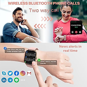 Aptkdoe Smart Watch, Fitness Tracker with Dail Calls Speaker, 1.85" Touch Screen IP68 Waterproof Smartwatch, 112 Sport Modes Activity Tracker with Heart Rate Monitor, Pedometer Watch for Women Pink