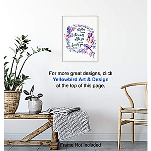 Mermaid Seahorse Seashells Wall Art - Inspirational Bible Verse Religious Quote - Christian Scripture Room Decor for Bathroom, Bedroom - Nautical Ocean Beach House Poster - Mightier Than the Waves