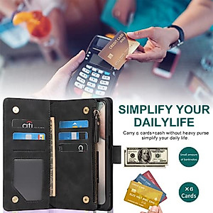 RANYOK Compatible with [US Version] Galaxy A03S Wallet Case, Premium PU Leather Zipper Folio RFID Blocking with Card Slot Wrist Strap Magnetic Closure Protective Phone Case for A03S (Black)
