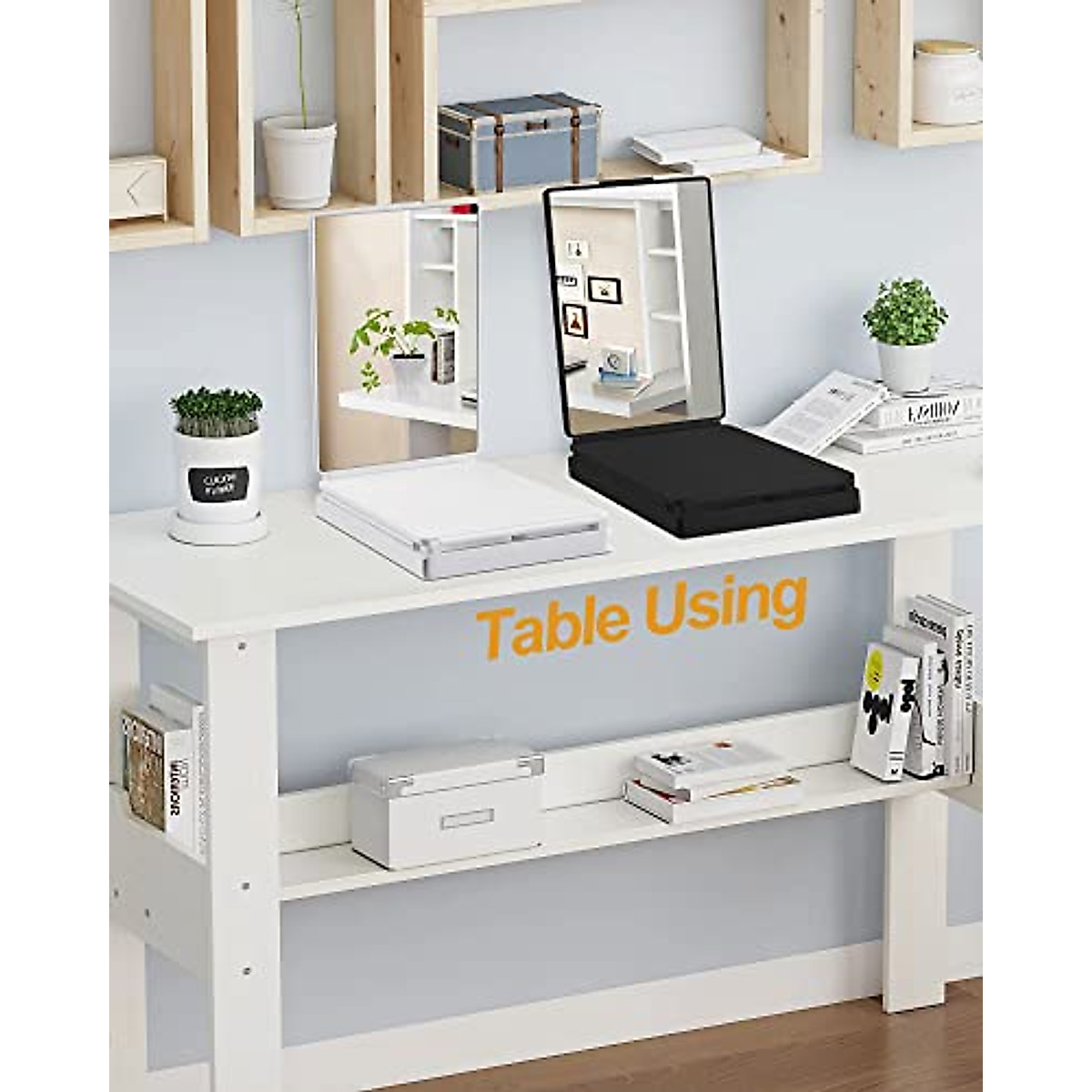 5 Way Mirror, Barber Mirror for Self Hair Cutting, 360° Mirror for Men Shaving, Makeup Mirror with Height Adjusta for Braiding Hair Styling Dye Hair for Women (Black)