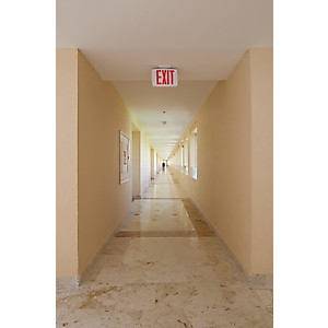 Lithonia Lighting LQM S W 3 R 120/277 EL N M6 Quantum Thermoplastic LED Emergency Exit Sign with Stencil-Faced White Housing and Red Letters with Nickel Cadium battery