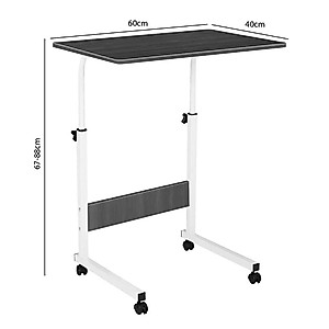 Standing Desk Adjustable Height, Mobile Laptop Desk, Portable Standing Desk with Brake Wheels, Small Standing Desk Sofa Desk for Home Office, Sofa, Laptop, Coffee, Snack, Black
