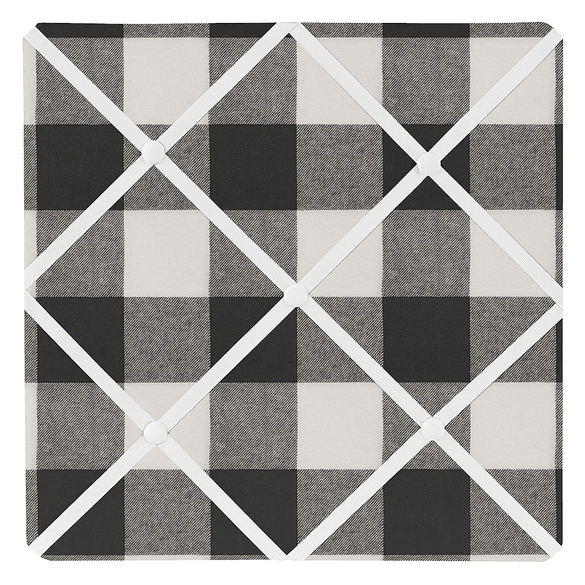 Sweet Jojo Designs Buffalo Plaid Fabric Memory Memo Photo Bulletin Board - Black and White Check Rustic Woodland Flannel