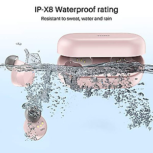 TOZO T12 Wireless Earbuds Bluetooth Headphones Premium Fidelity Sound Quality Wireless Charging Case Digital LED Intelligence Display IPX8 Waterproof Earphones Built-in Mic Headset for Sport Rose-Gold