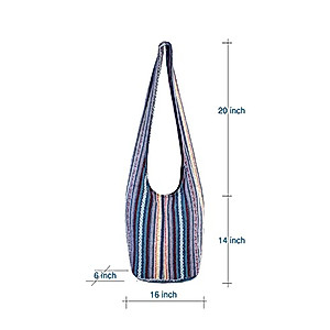 Delrosaria Bohemian Hippie Crossbody Bag Hobo Sling Bag Cotton Messenger Shoulder Bags