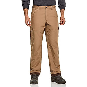 CQR Men's Winter Tactical Cargo Pants, Thermal Fleece Lined Outdoor Snow Ski Hiking Work, Fleece Cargo Coyote, 34W x 32L