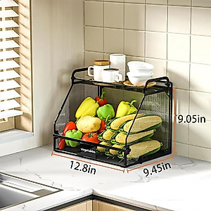 Foellstoe Hanging Fruit Basket for Kitchen, Kitchen Organizers and Storage Potato Onion Storage Wall Storage Baskets Pantry Organizers and Storage Stackable Basket