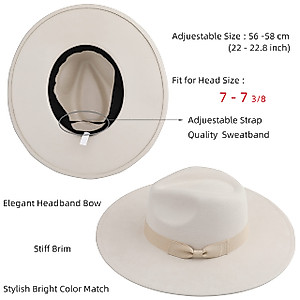 Pro Celia Big Wide Brim Fedora Hat for Women Large Felt Panama Rancher Hat (Ivory)