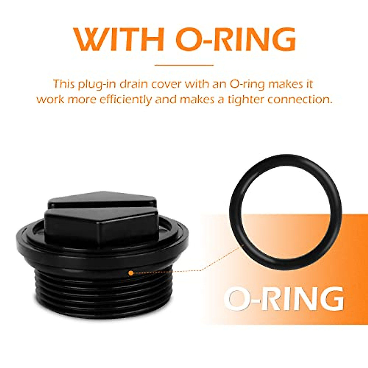 POOLOOP 86202000 1-1/2'' Pool Filter Drain Plug with O-Ring Replacement for Pentair EasyClean, FNS Plus, Warrior Pool & Spa D.E. Filters (1 Pack), Black