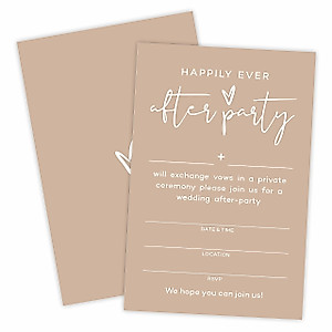 TPYEN Happily Ever After Party Invitations, Minimalist Brown Wedding Reception Party Invitation, Celebration for Bride & Groom, Party Favor & Supplies - A04