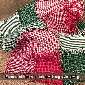 40+ Merry Christmas Charm Pack Red Green, 6 inch Precut Cotton Homespun Fabric Squares by JCS