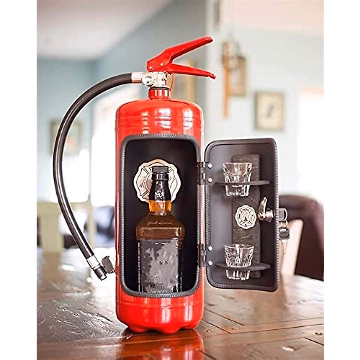 REML Fire Extinguisher Mini Bar,Novelty Fire Extinguisher,Mini Bar Collector,Cave Weird Gift,Handmade Metal Mini Bar Gift for Firefighters for Whiskey Lovers,Jar Bar Set,My Cave,My Rules,Gift Set