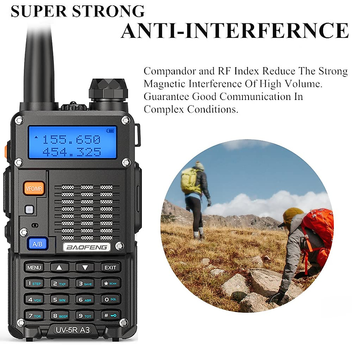 BaoFeng BF-5R A3 Tri-Band Portable Two Way Radio Ham Radio with 220 Antenna Full Kits