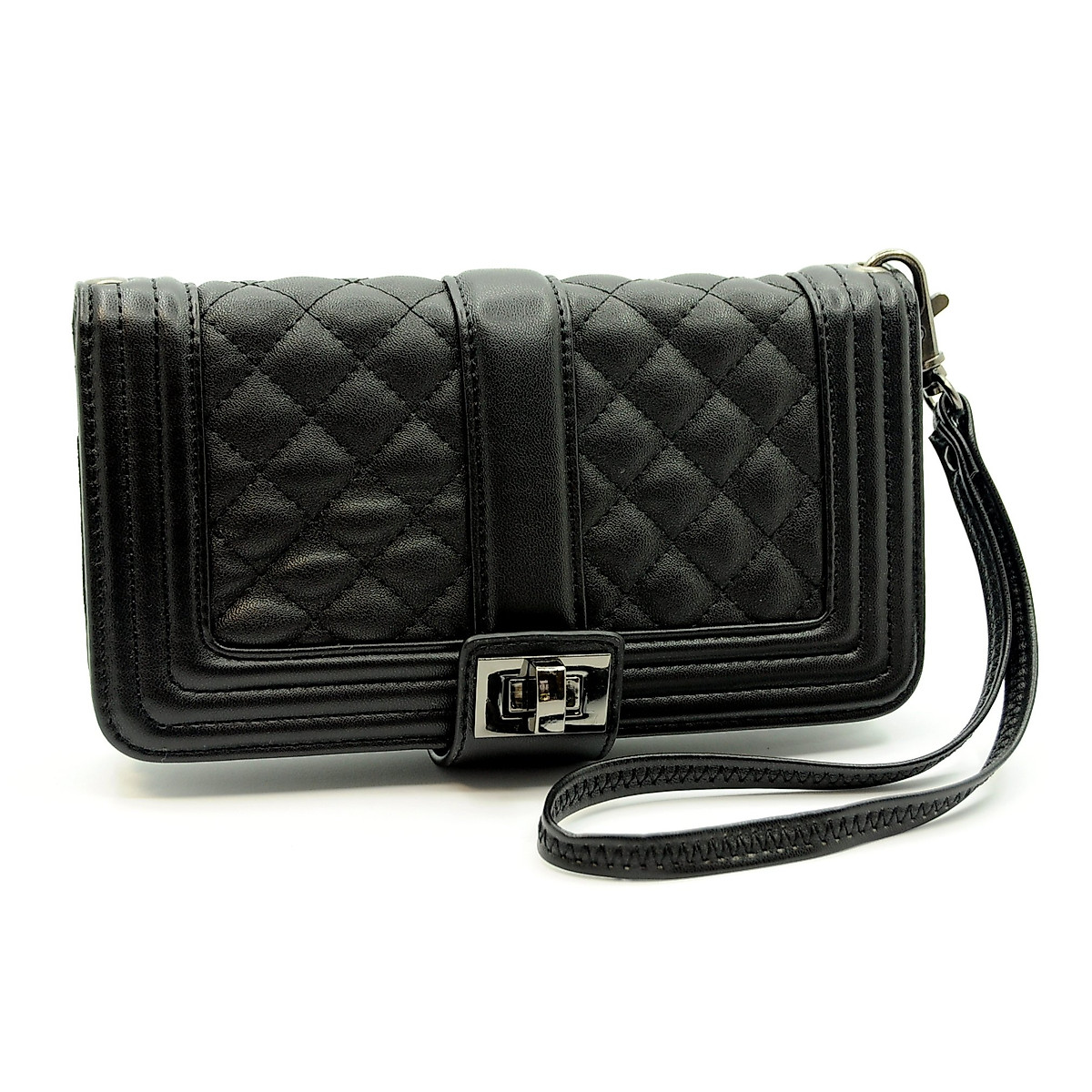 ZZYBIA® Crossbody/Wristlet Clutch 2 Way Coin Zip Mobile Case Wallet Card Holder with Detechable Long Chain for Universal fit Most Smartphones up to 6.5" x 3.5"