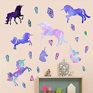 Galaxy Unicorn Wall Decals Gifts for Girls Boys Kids Bedroom Peel Stick Vinyl Room Wall Stickers Removable Decor Nursery Decorations
