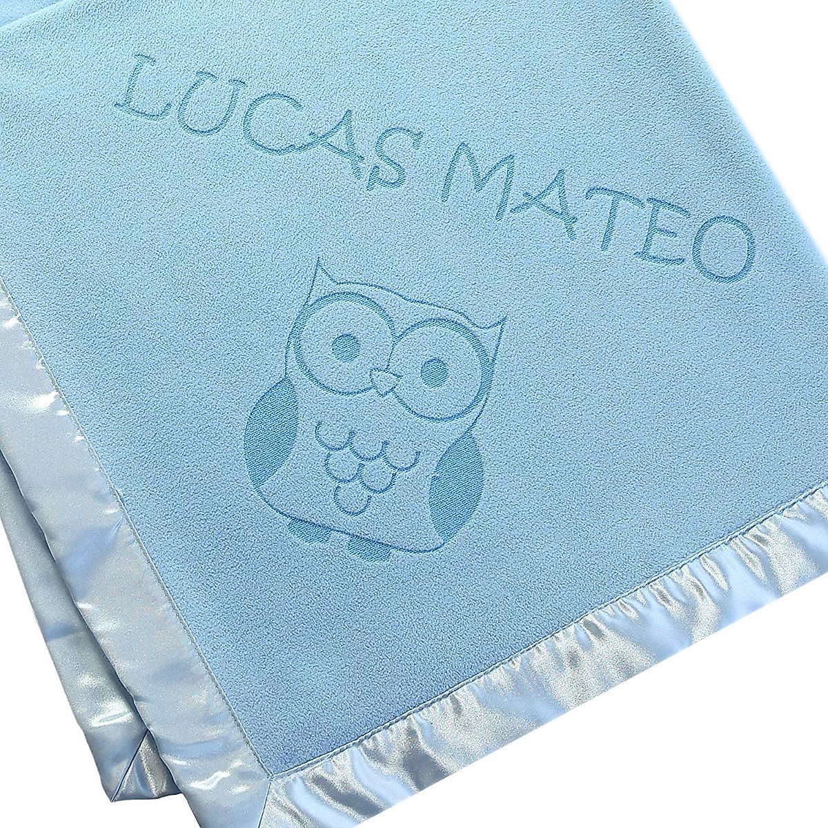 Custom Catch Personalized Owl Baby Blanket Gift for Boy - Infant or Newborn Name (1 Line of Text)
