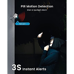 ieGeek Security Cameras Wireless Outdoor, 2K 3MP Battery Powered WiFi Security Camera with Spotlight & Siren Alarm, 2-Way Audio, Color Night Vision, AI Detection for Home Security, Works with Alexa