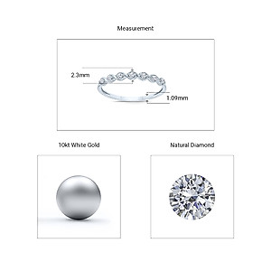 Elmas 1/10ct Round White Diamond 10K White Gold Twisted Band Ring for Women