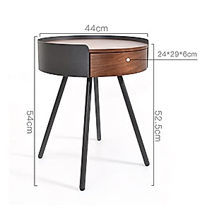 GRFIT Nightstand Nightstand Round Bedside Table Ideal for Any Room Side Tables Living Room, Side Tables Bedroom, End Table with 1 Drawer and 4 Black Legs Accent Table End Table (Color : 1)